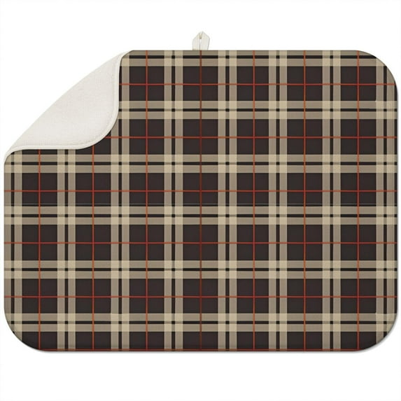 Black Beige and Red Checkerboard Checkered Pattern Dish Drying Mat for ...
