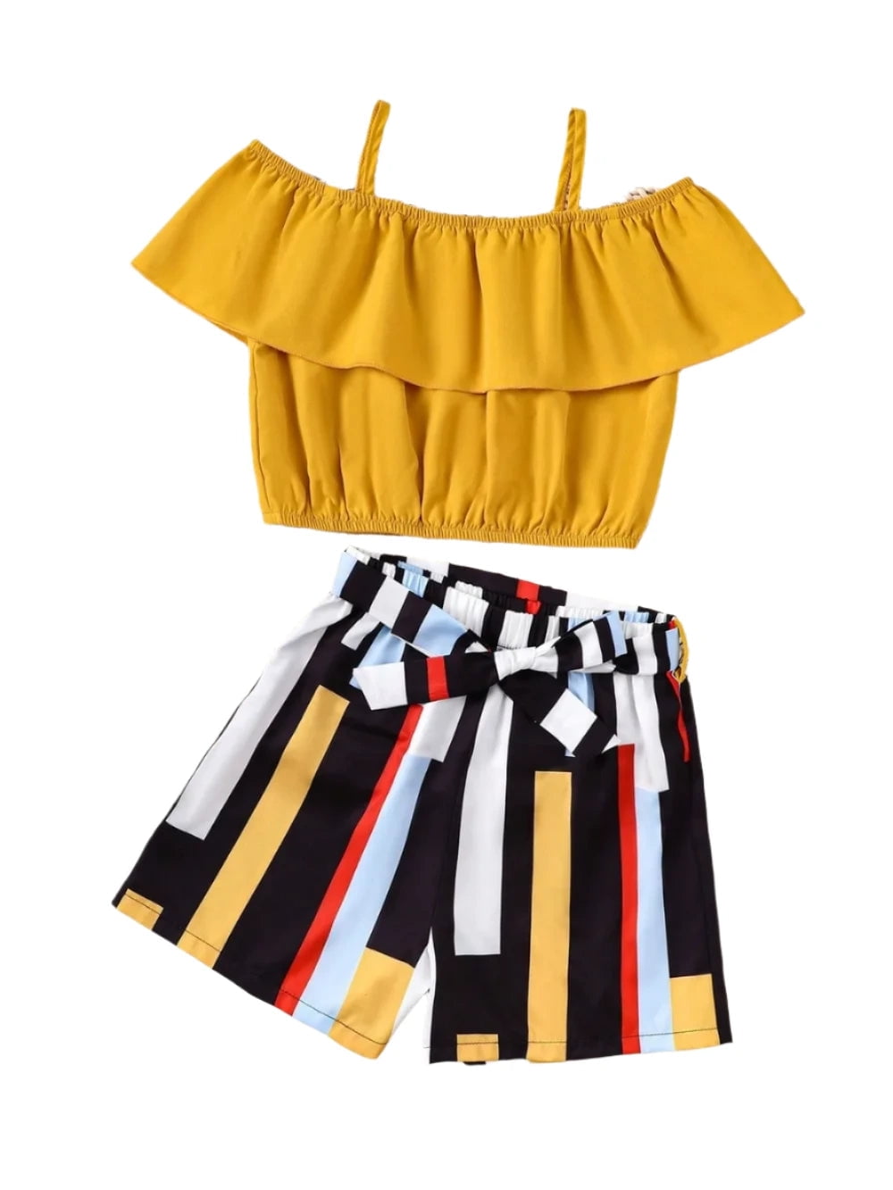 KRE PRIME Girls Children's Ruffled Spaghetti Strap Top and Pants Set ...