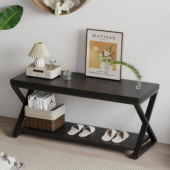 Black Bench for Entryway, Black Modern Bench for Hallway Foyer ...