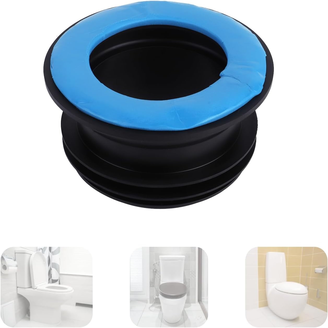 Black Better Than Wax Toilet Seal Ring Thicken Wax-Free Toilet Bowl ...