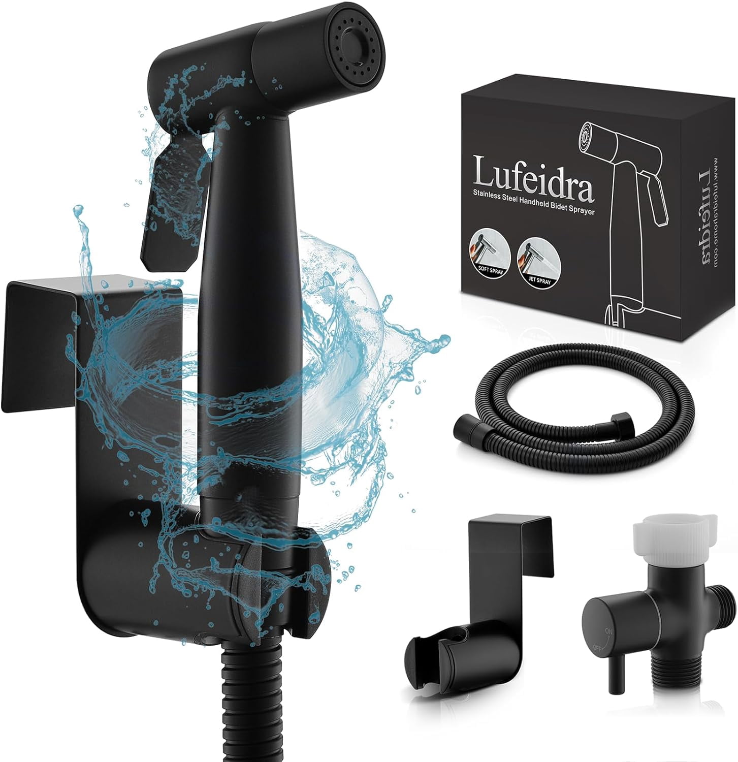 Black Bidet Sprayer for Toilet-Adjustable Water Pressure with Bidet ...