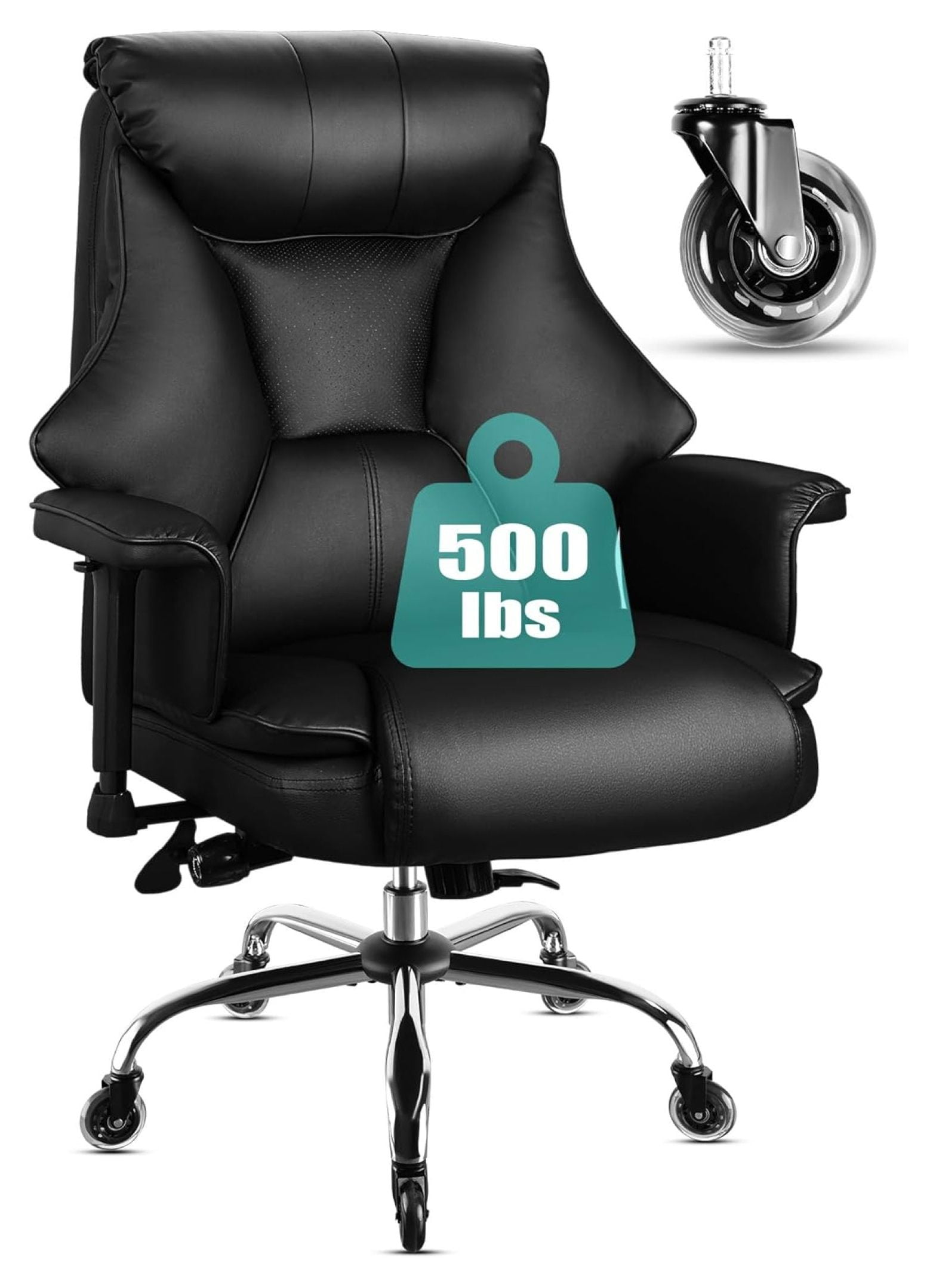 Black Big and Tall Office Chair 500 lbs for Heavy People, Large Heavy ...