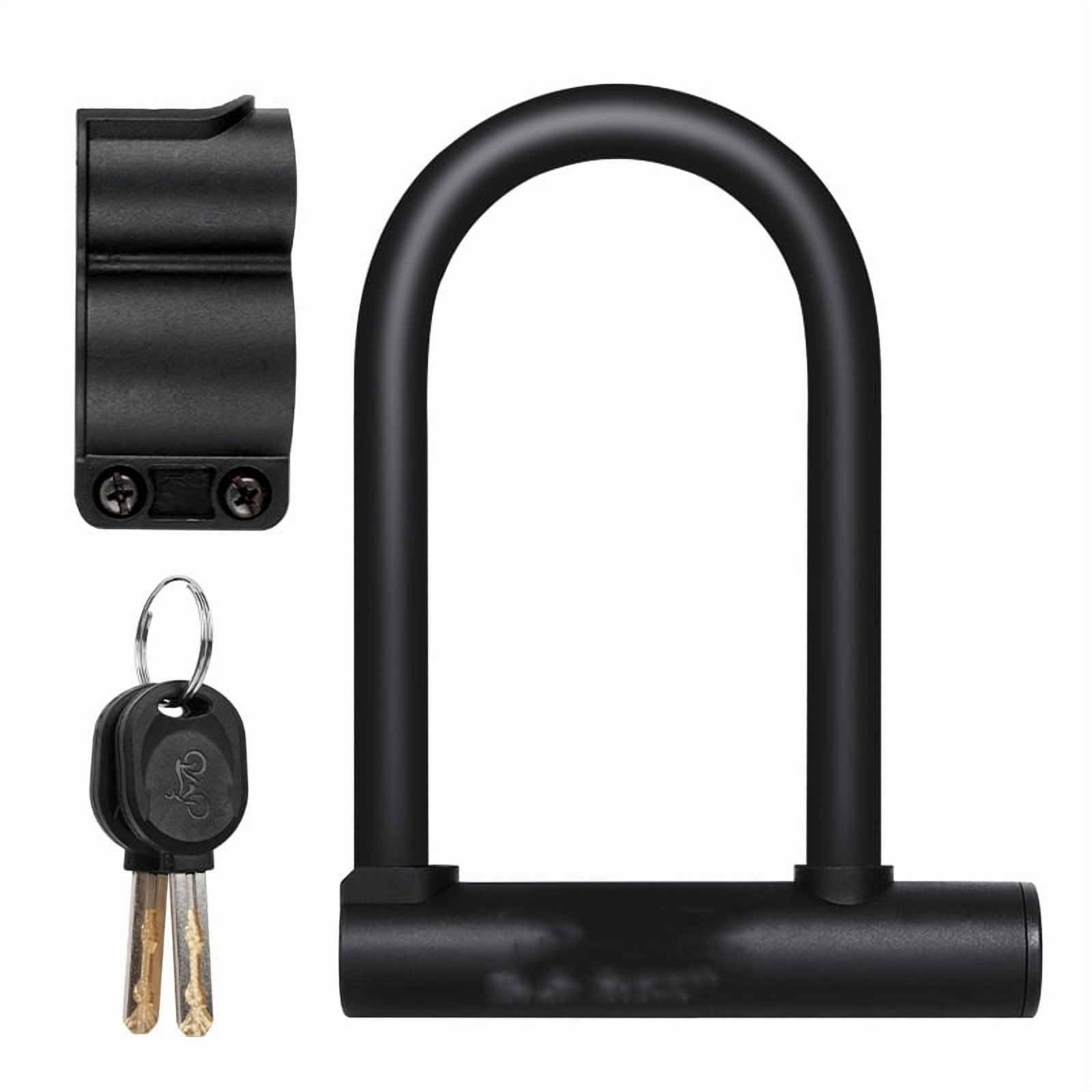 Black Bike U-Lock with 2 Keys, Heavy Duty High Security Anti-Theft Lock ...