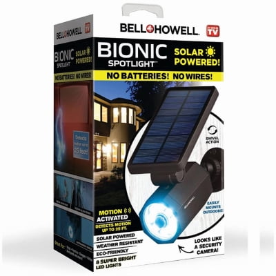 Black Bionic Spotlight by Bell+Howell; Solar Outdoor Lights with Moti ...
