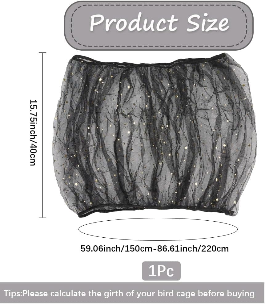 Black Bird Cage Cover Bird Cage Seed Catcher Guard Net Cover Adjustable ...