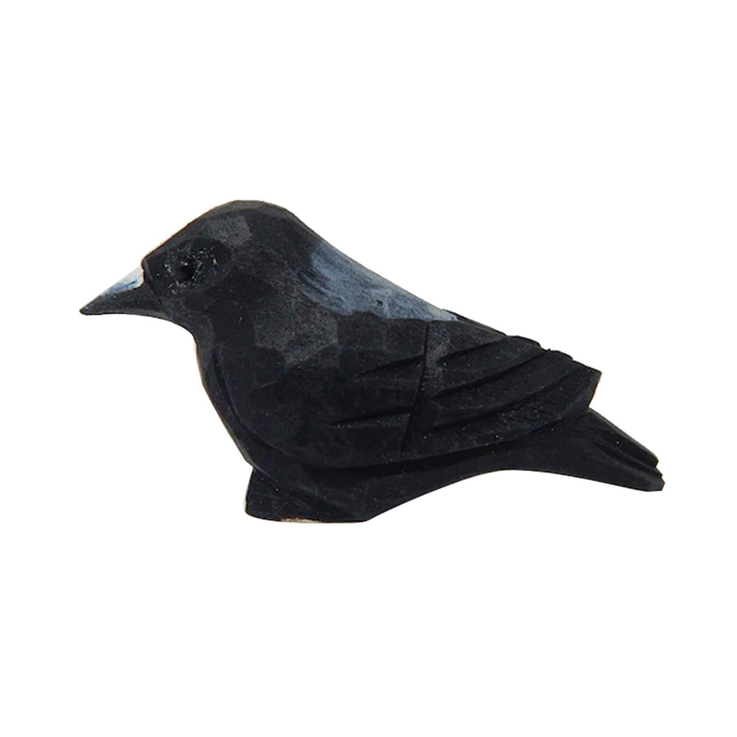 Black Bird Crow Figurine Statue Sculpture Art Miniature Decor Small ...