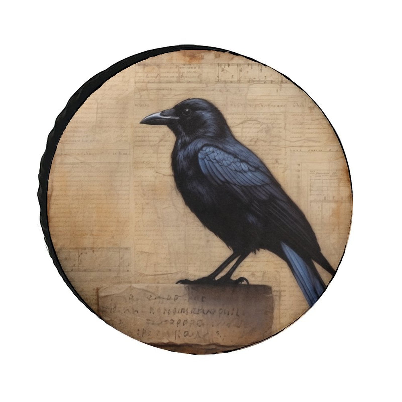 Black Bird Crow on Old Newspaper Camping Spare Tire Cover Halloween ...