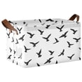 Black Bird Pattern Collapsible Storage Bin Open Home Shelf Basket Water ...