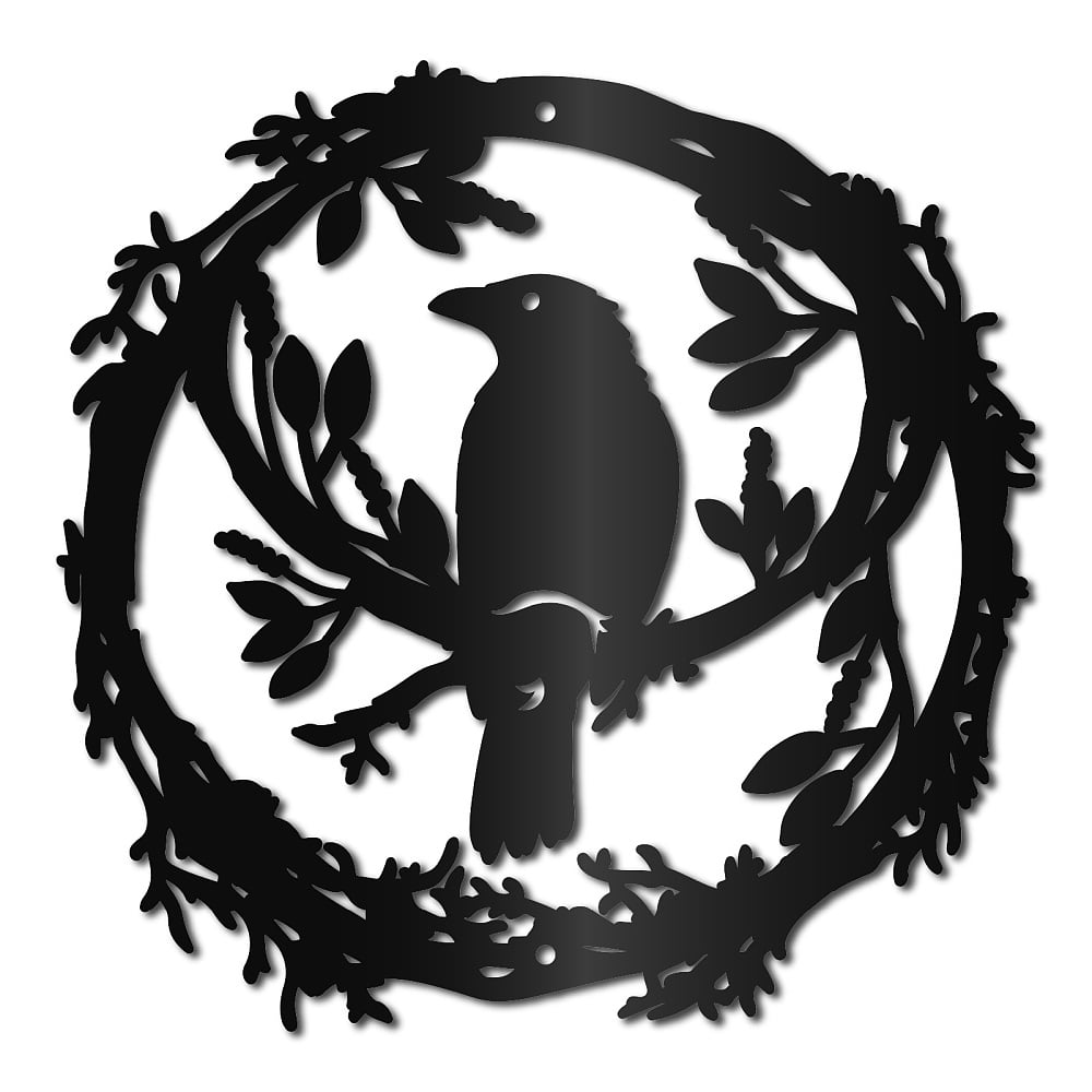 Black Bird Wall Hanging Iron Wall Decor Outdoor Flying Animal Wreath ...