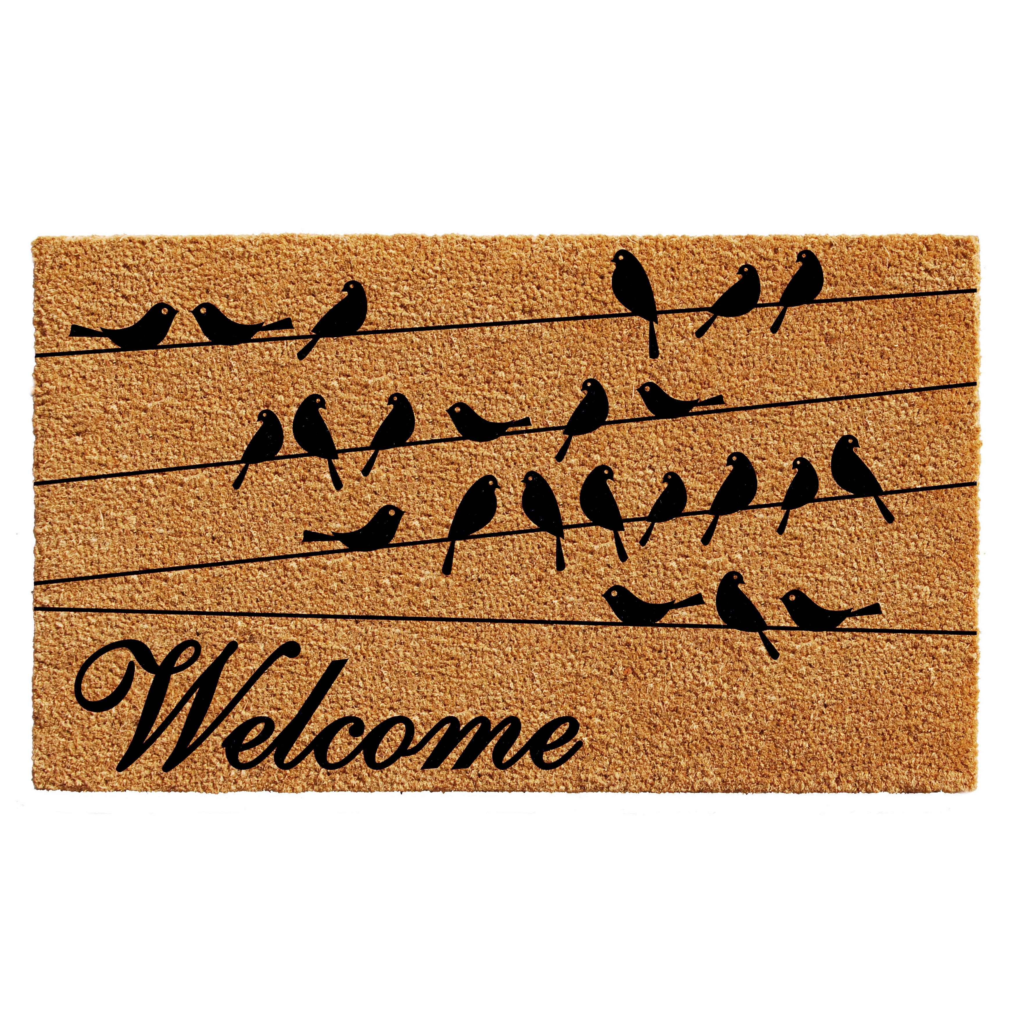 Black Bird Welcome Doormat - Durable Natural Coir Material - Walmart.com