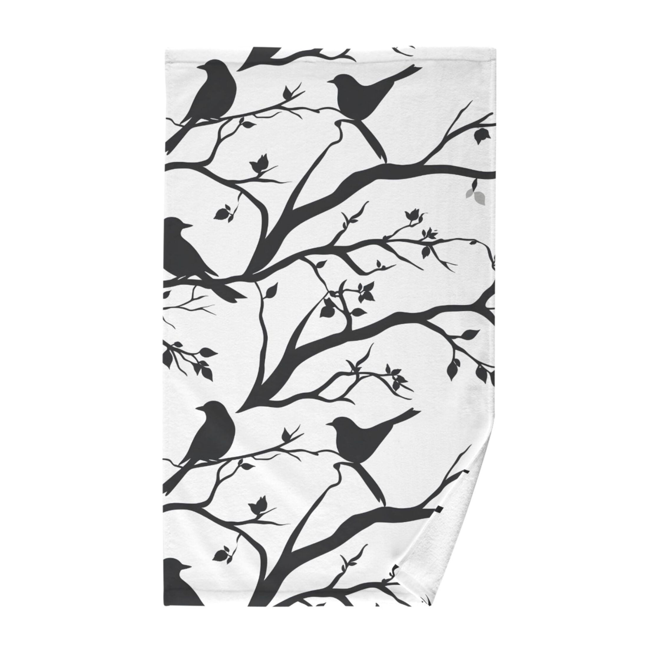 Black Birds and Flowers Bath Towel 100% Cotton Soft Thick High ...