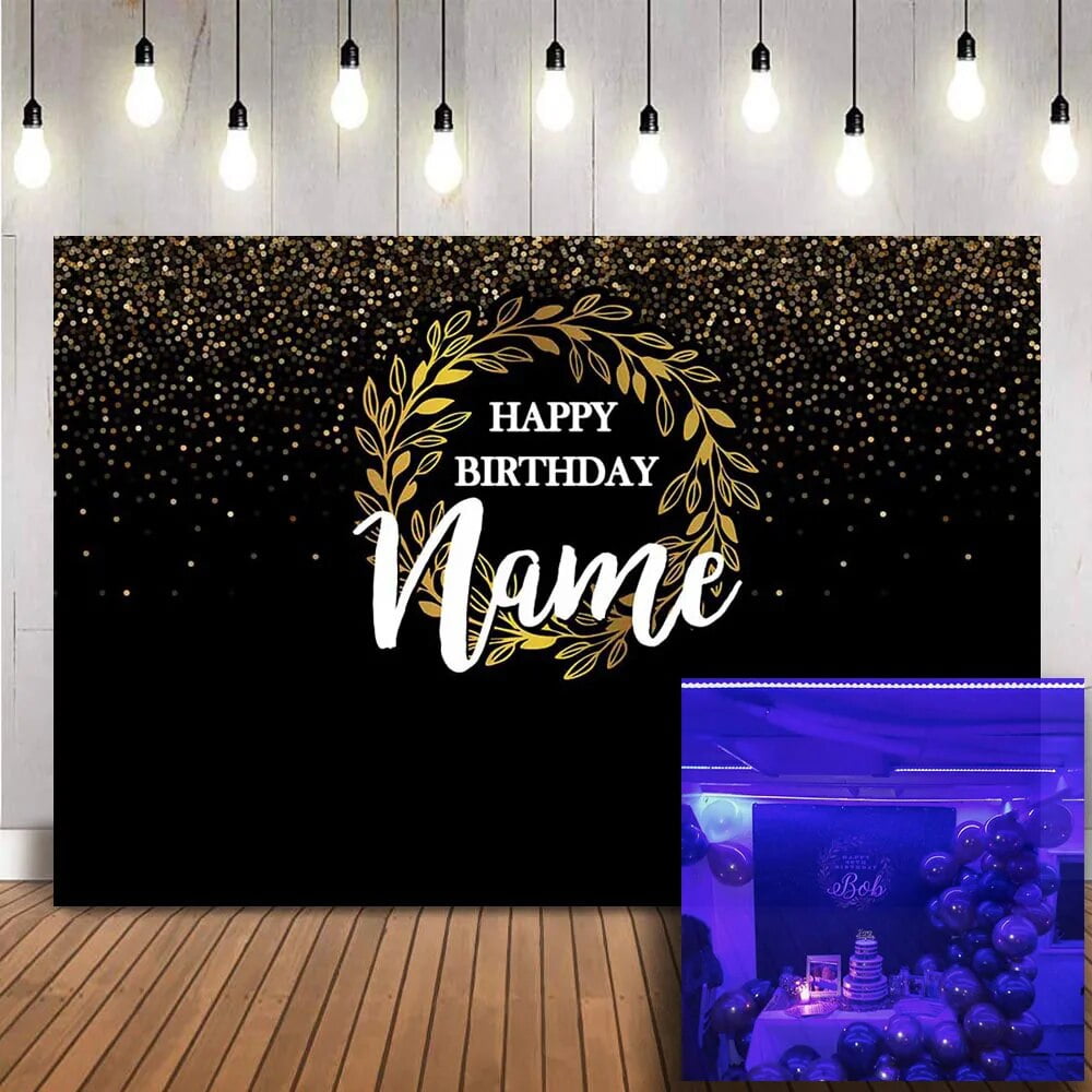 Black Birthday Backdrop personalize happy birthday custom party ...
