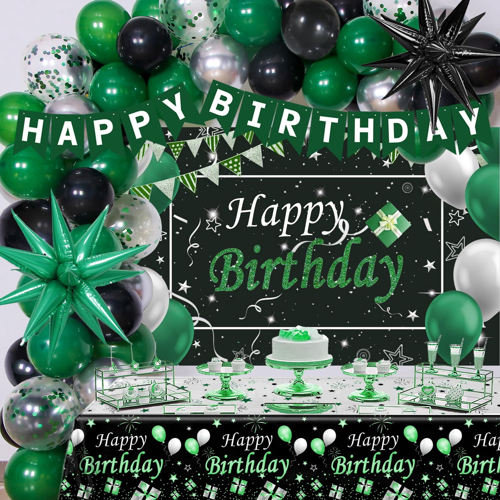 Black Birthday Decorations for Men KKS1 Women, Black Silver Party ...