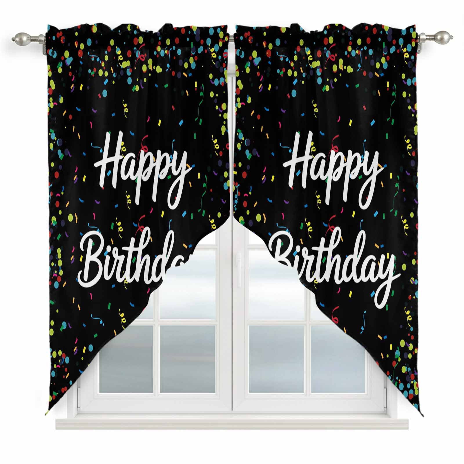 Black Birthday Kitchen Window Curtains, Swag Curtains Valance for ...