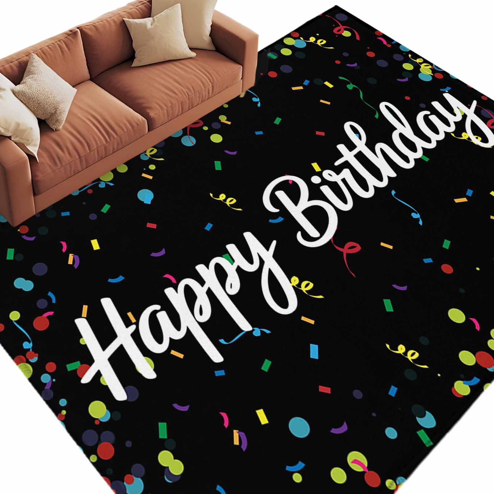 Black Birthday Large Area Rugs for Bedroom Living Room, Soft Non Slip ...