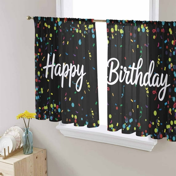 Black Birthday Sheer Curtains 54 Inches Length 2 Panels Set, Window ...
