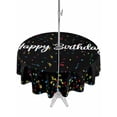 Black Birthday Table Cloth Round Tablecloth, Colorful Confetti Ribbons ...