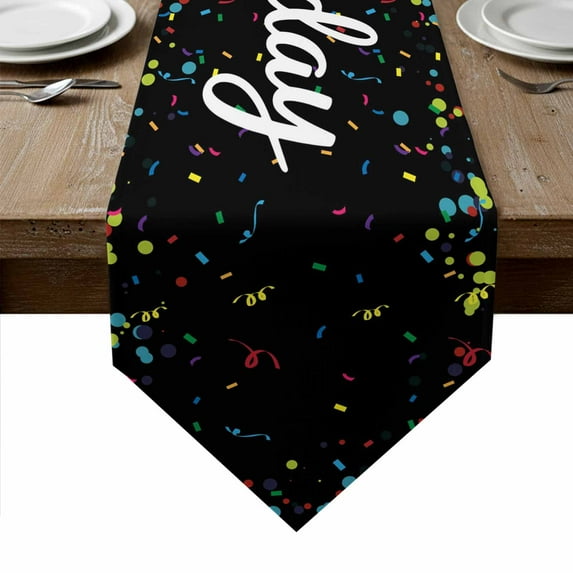 Black Birthday Table Runner Linen Burlap Table Runner 72 Inches Long ...
