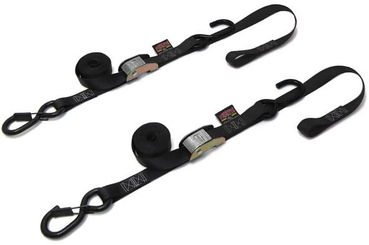 Black/Black 1" X 6ft Cam Buckle Soft-Tye S Hook/Secure Latch Tie-Downs ...