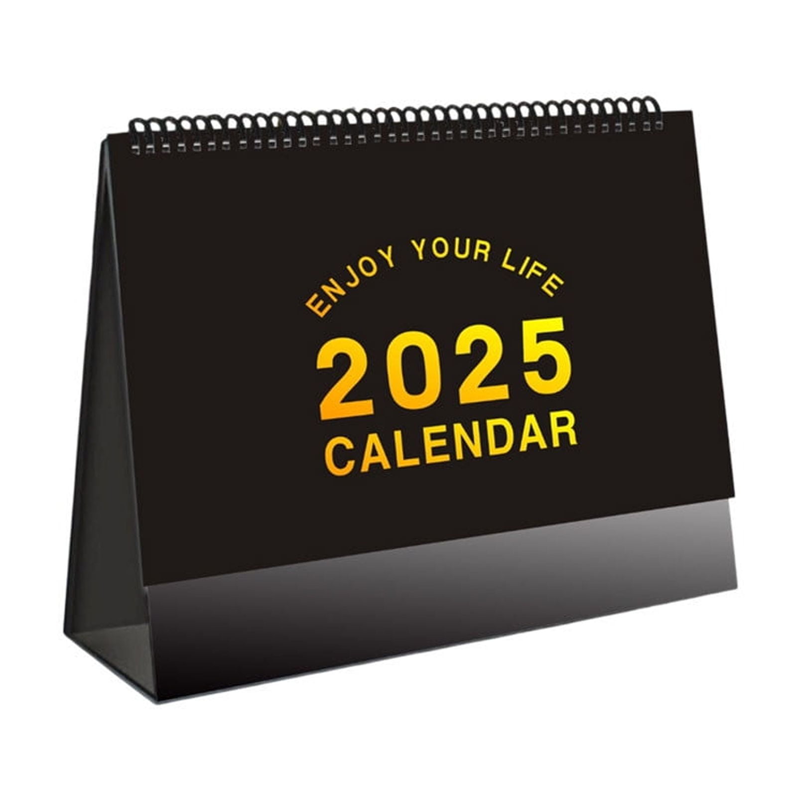 Black Black 2025 Floral Theme Desk Calendar With Daily Blocks And Notes ...