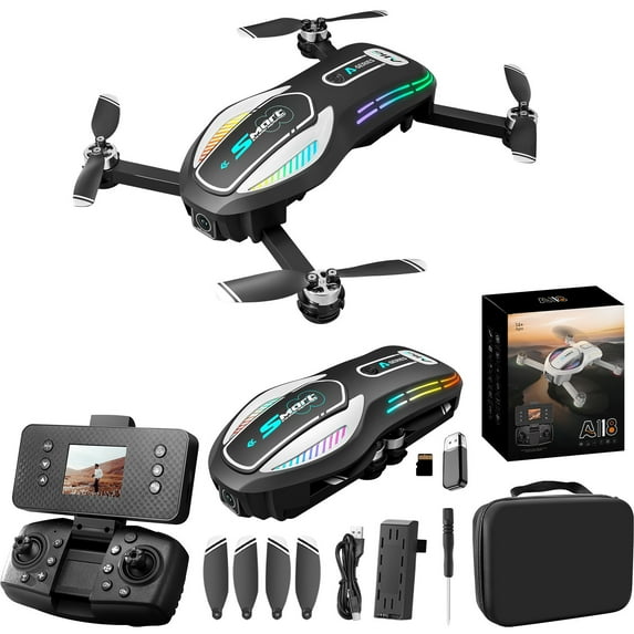 Black Black Brushless Drone With Folding Remote Control Built In Screen ...