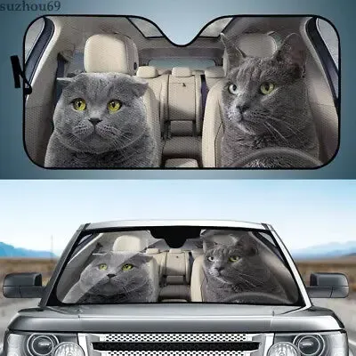 Black-Black Cat Family Car Sunshade, Cats Auto Sun Shade, Car Auto Sun ...
