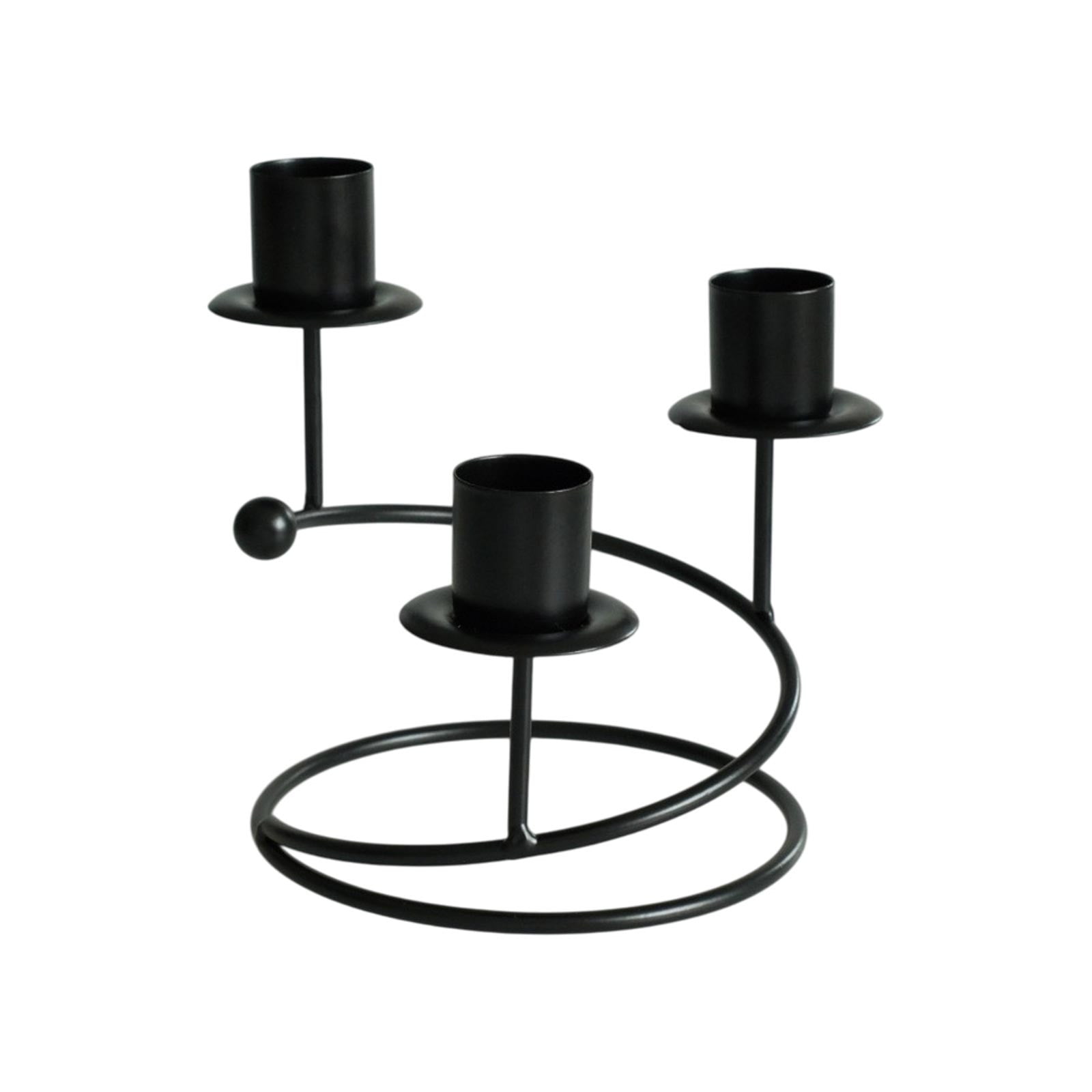 Black Black Curved 3-Arm Iron Candelabra For Romantic Dinner Table ...