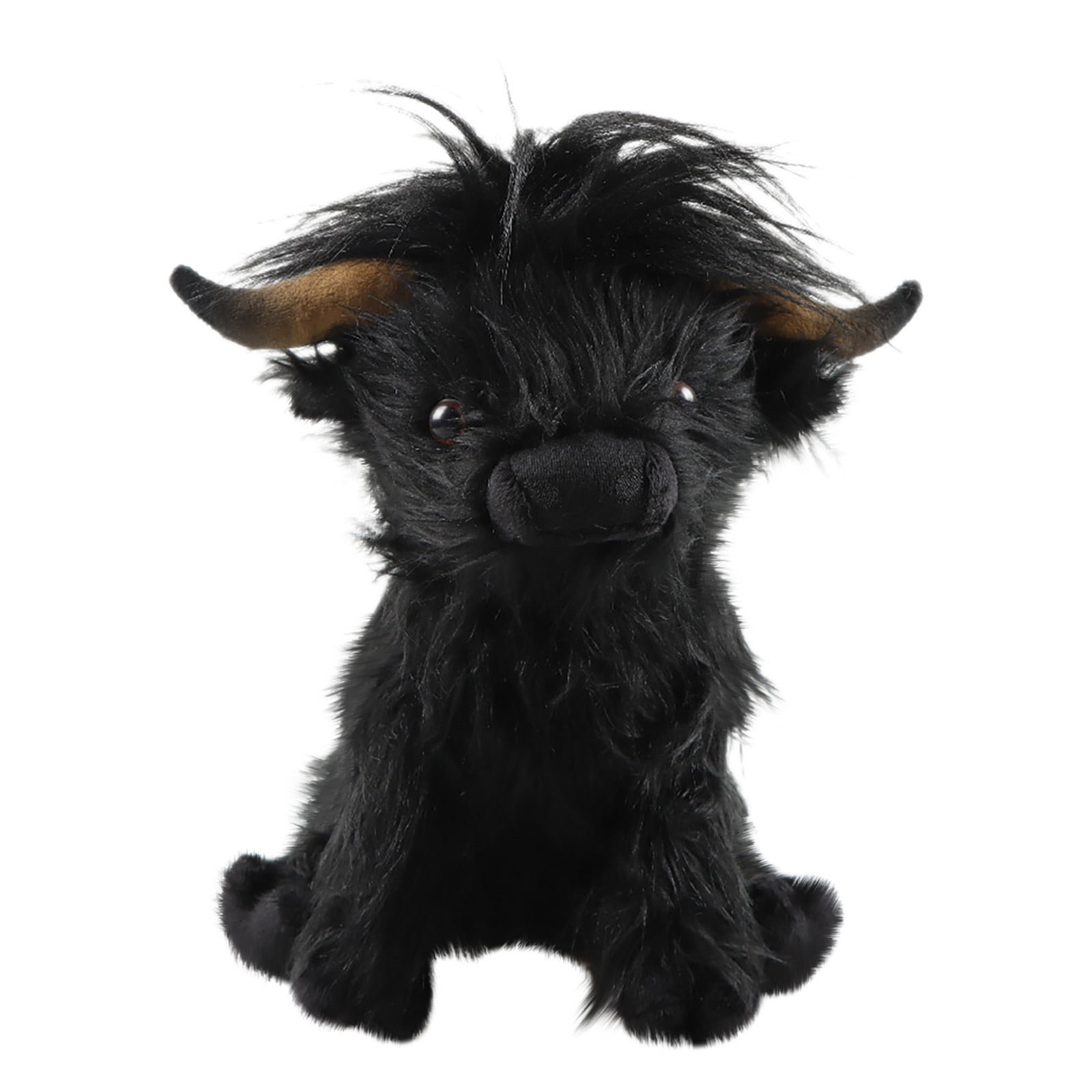 Black Black Long Hair Highland Cow Plush Toy Lifelike Cattle Doll Soft ...