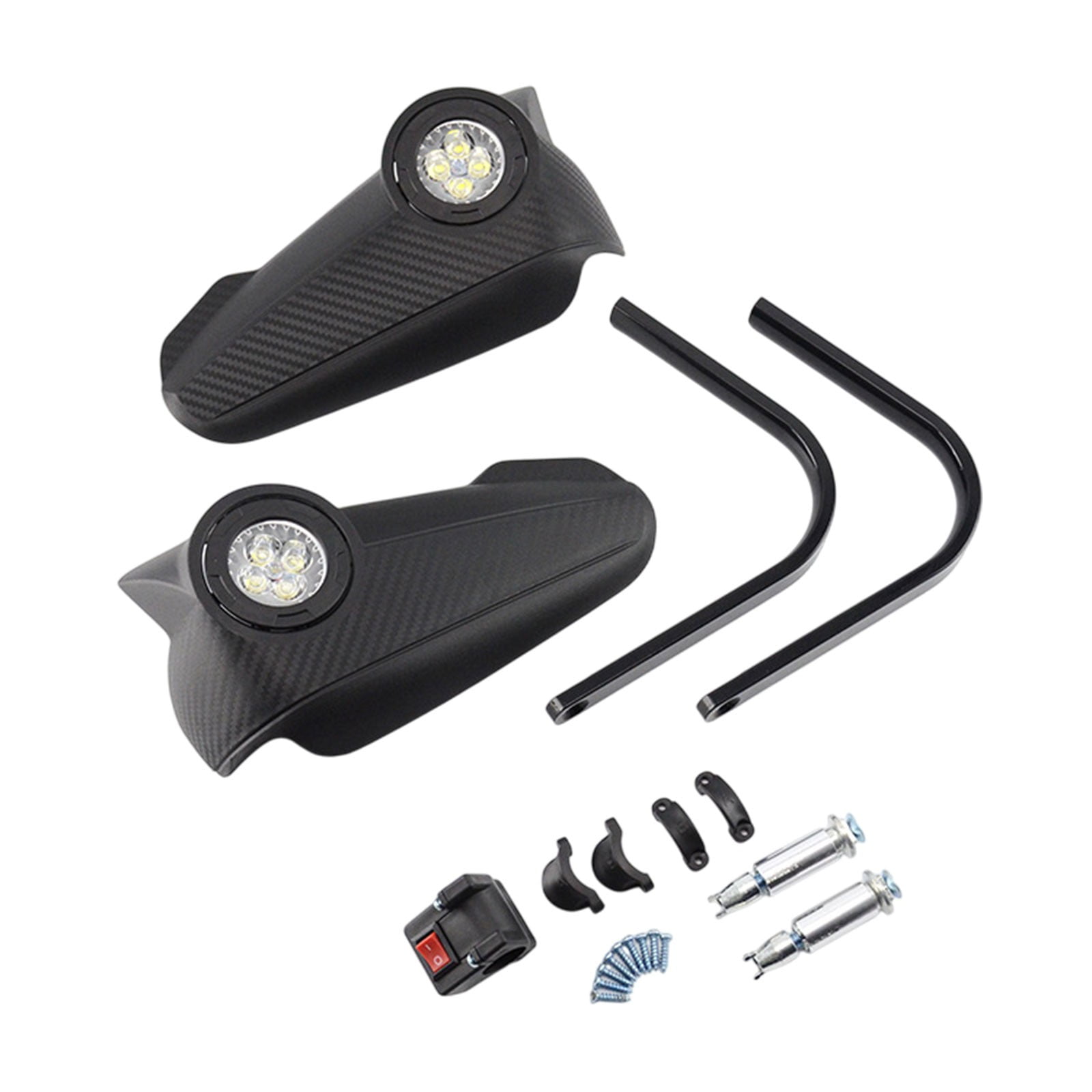 Black Black Motorcycle Handguard With Led Light For Fall Protection And ...