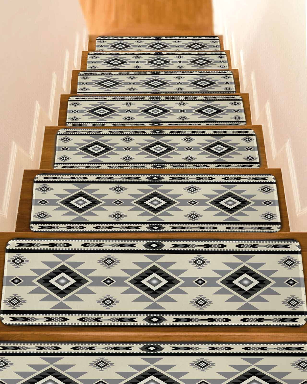 Black Black Pattern Non-Slip Stair Treads for Wooden Steps, 15 Pack ...