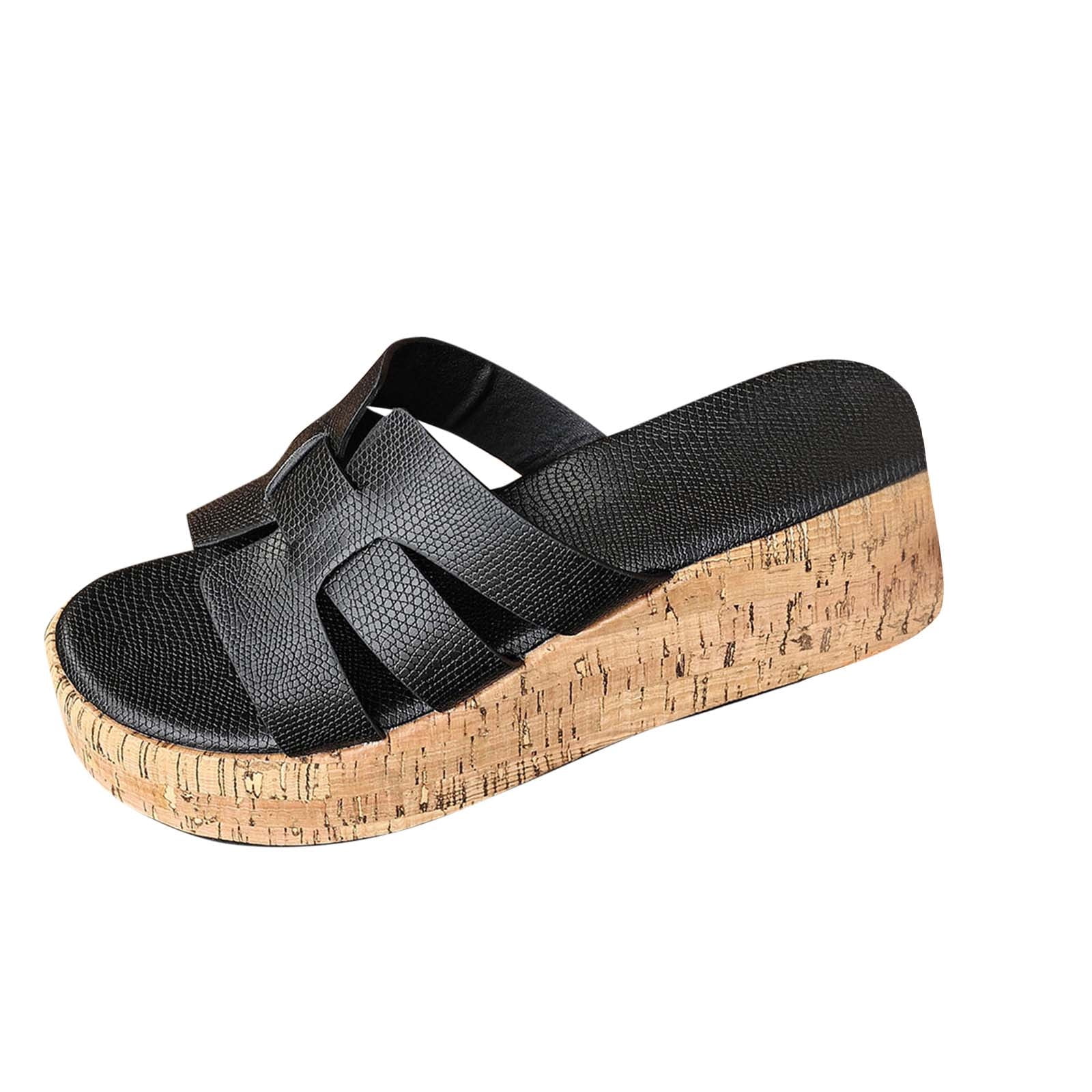 Black Black Platform Sandals With Fishmouth Toe For A Versatile And ...