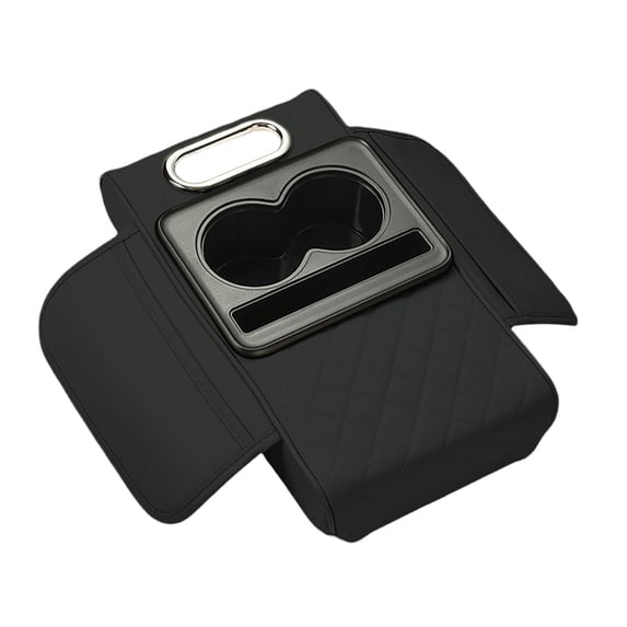 Black Black Pu Leather Car Armrest Box Pad With Integrated Tissue ...