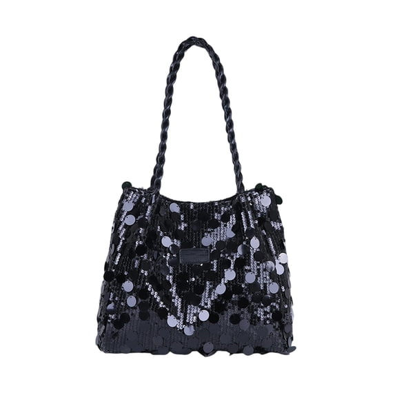 Black Black Sequin Fashion Handbag Large Capacity Shoulder Bag For ...