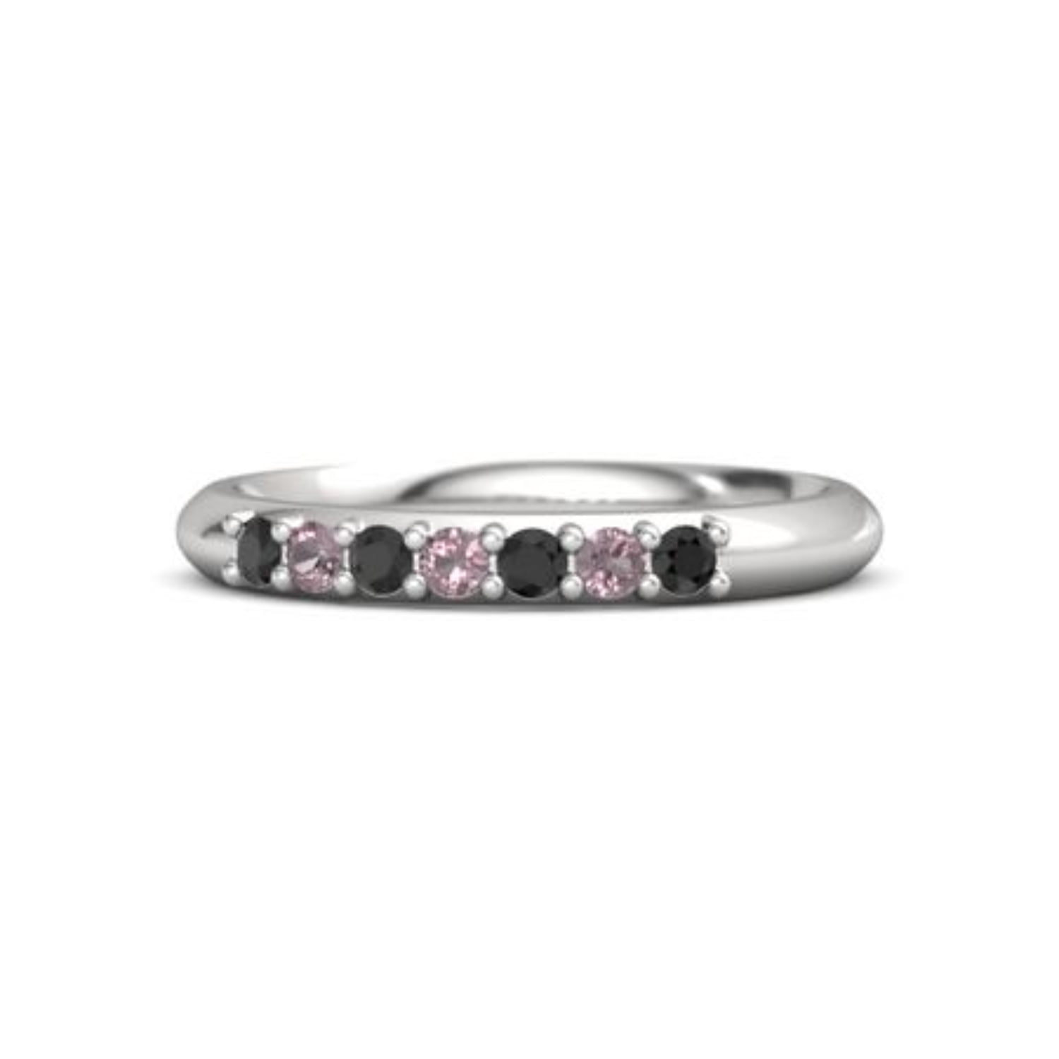 Black Black Spinel & Rhodolite Half Eternity Stackable Band Ring 925 ...