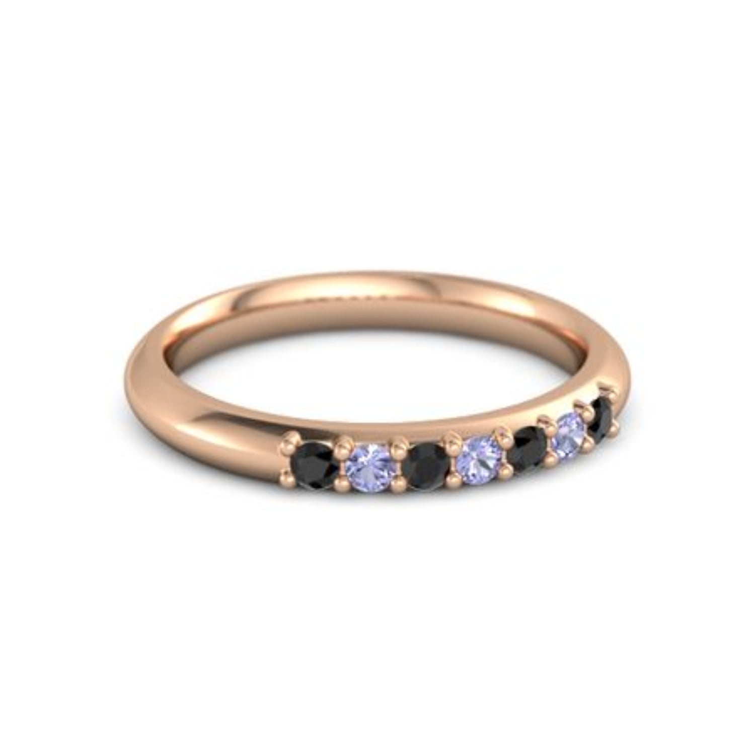 Black Black Spinel & Tanzanite Half Eternity Delicate Band Ring Silver ...