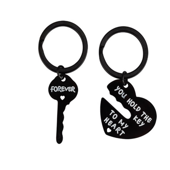 Black Black Stainless Steel Couple Keychain Set His And Her Matching ...