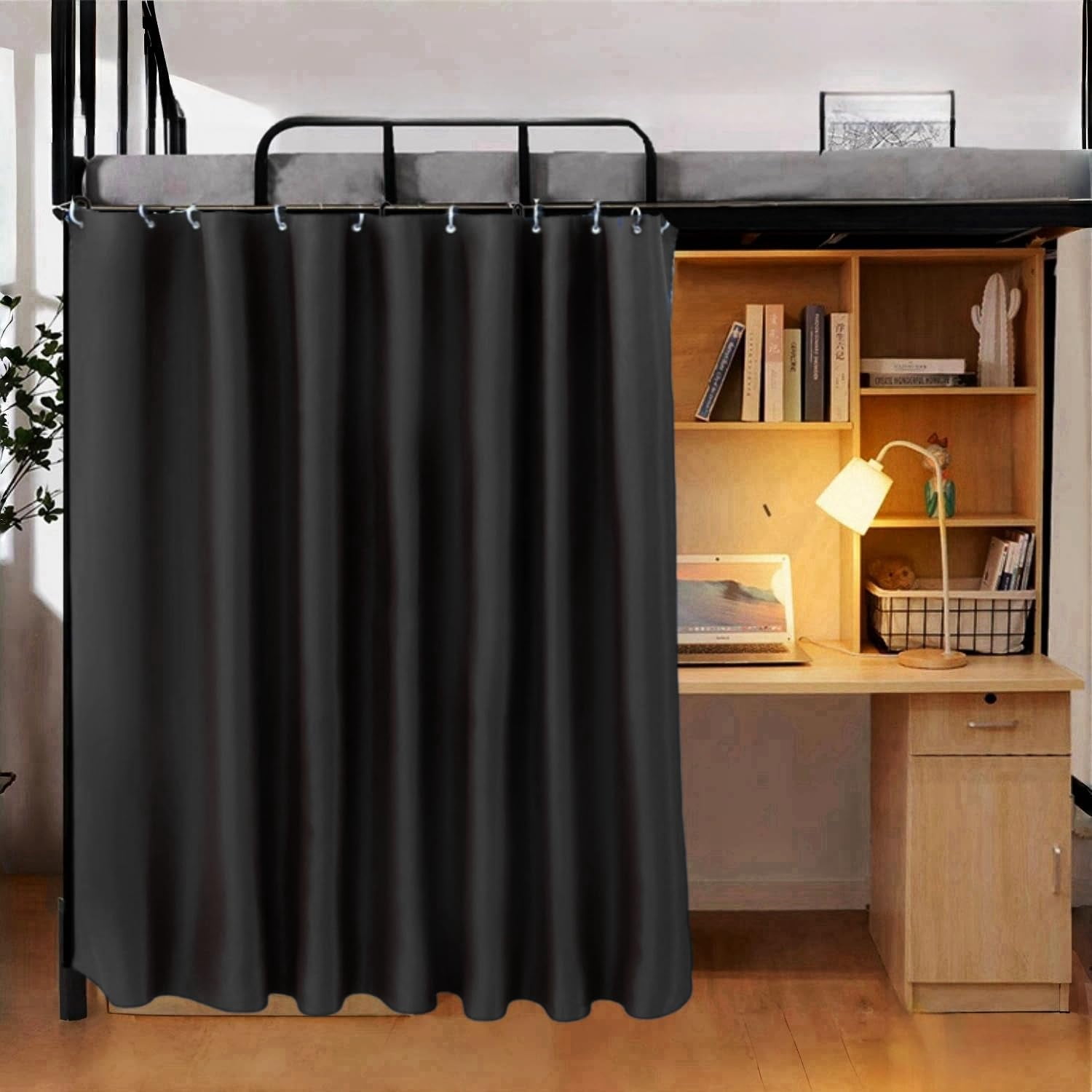 Black Blackout Bottom Bunk Bed Curtain Privacy Canopy Single Bed ...