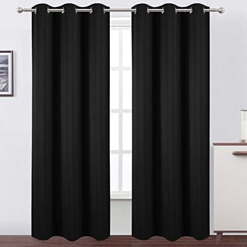 Black Blackout Curtains 34 x 84 Inch Length/Set of 2 Curtain Panels ...