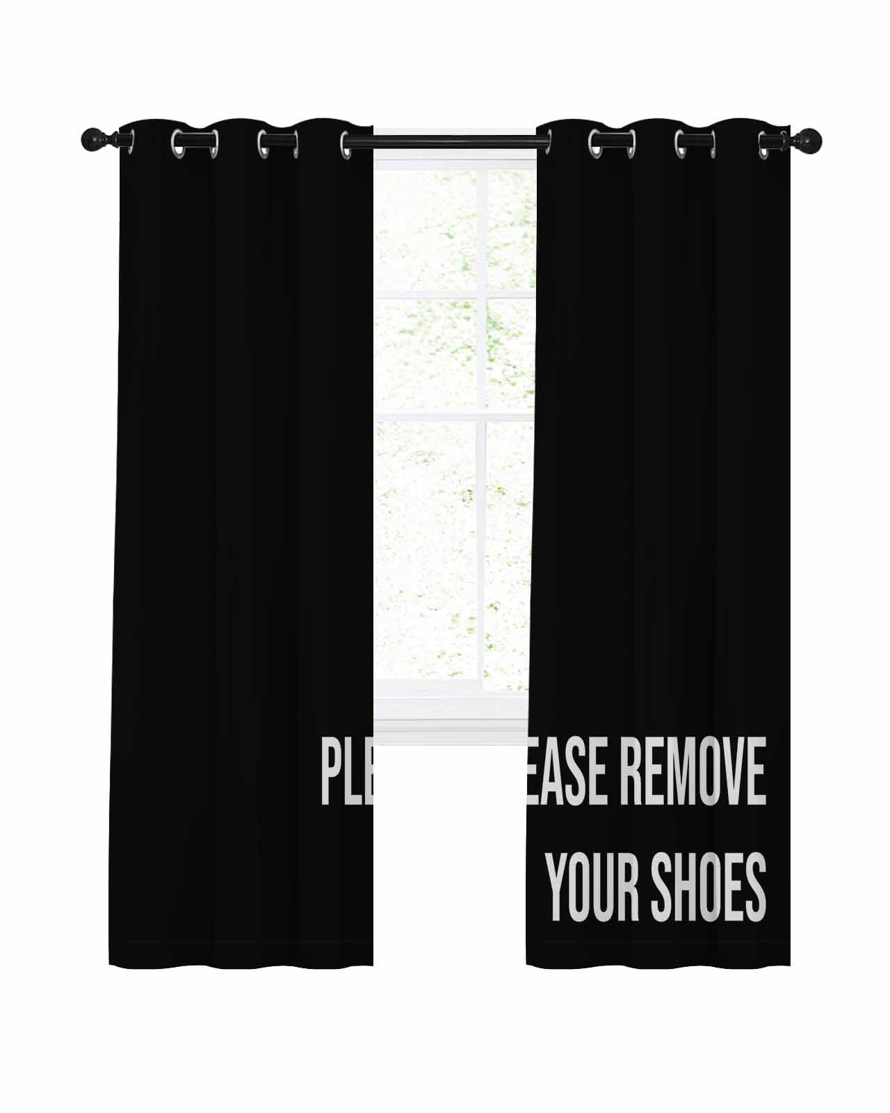 Black Blackout Curtains 45 Inches Long for Bedroom, Funny Letters ...