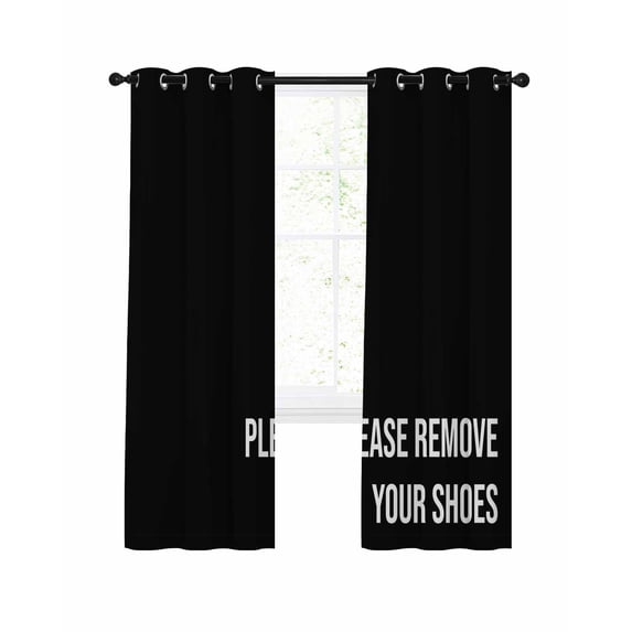 Black Blackout Curtains 45 Inches Long for Bedroom, Funny Letters ...