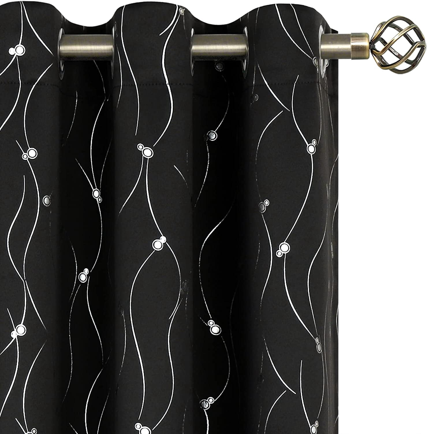 Black Blackout Curtains 63 Inch Length 2 Panels Set Grommet Thermal ...