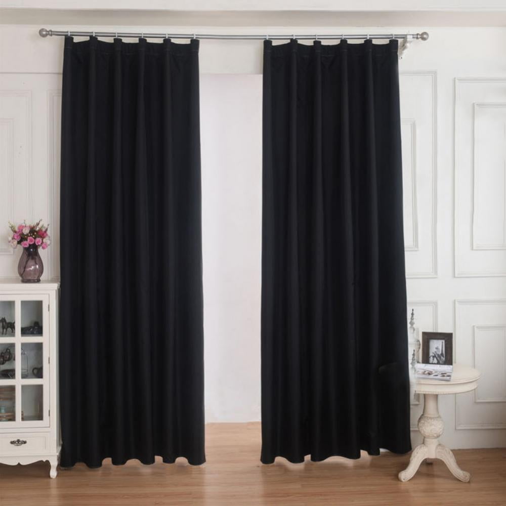 PandaDa 75-inch Black Blackout Curtains, Back Tab, Rod Pocket, Thermal ...