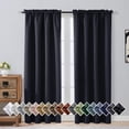 Black Blackout Curtains for Bedroom 72 Inch Length 2 Panels Set, Solid ...
