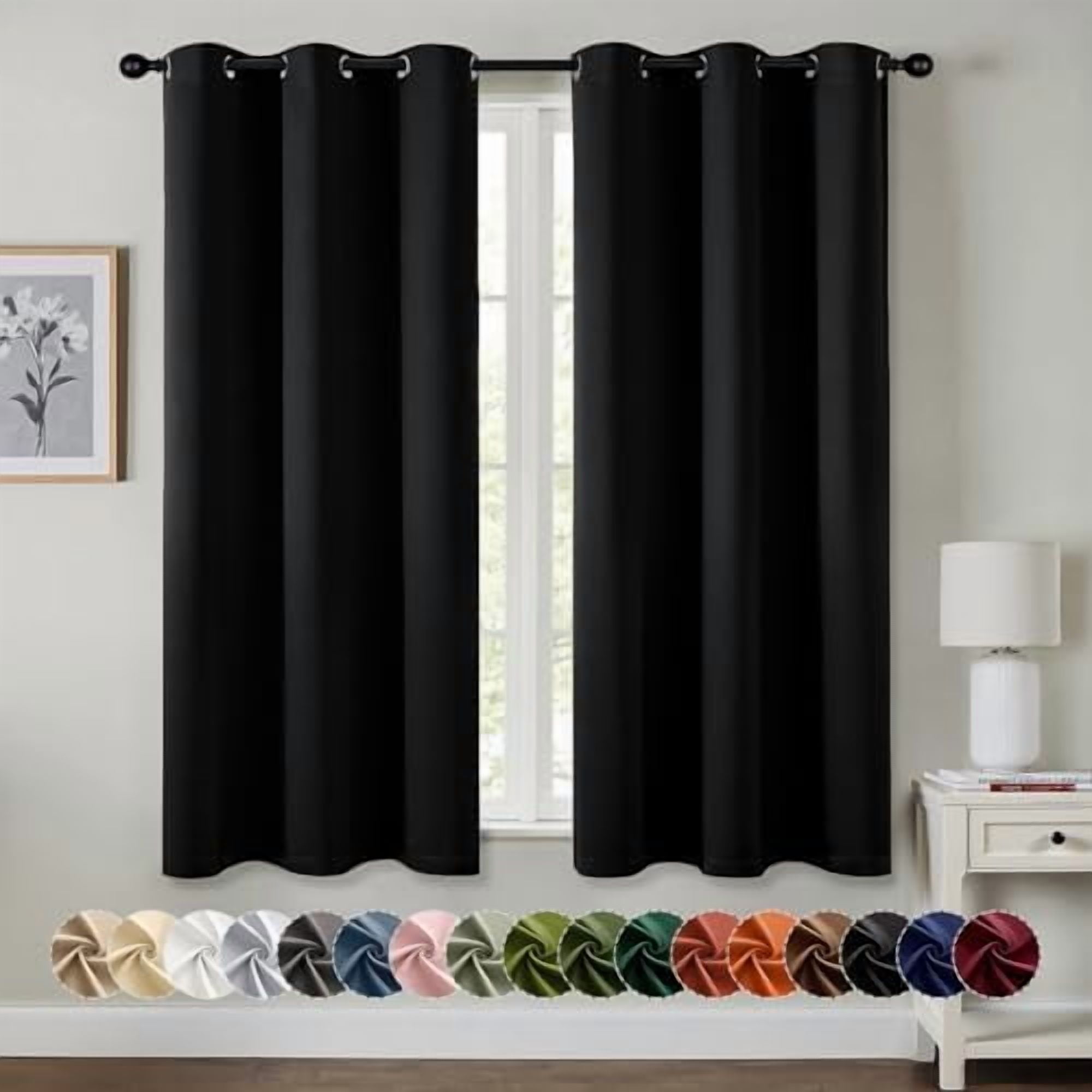 Black Blackout Curtains - Bedroom Window Treatment Curtains Thermal ...