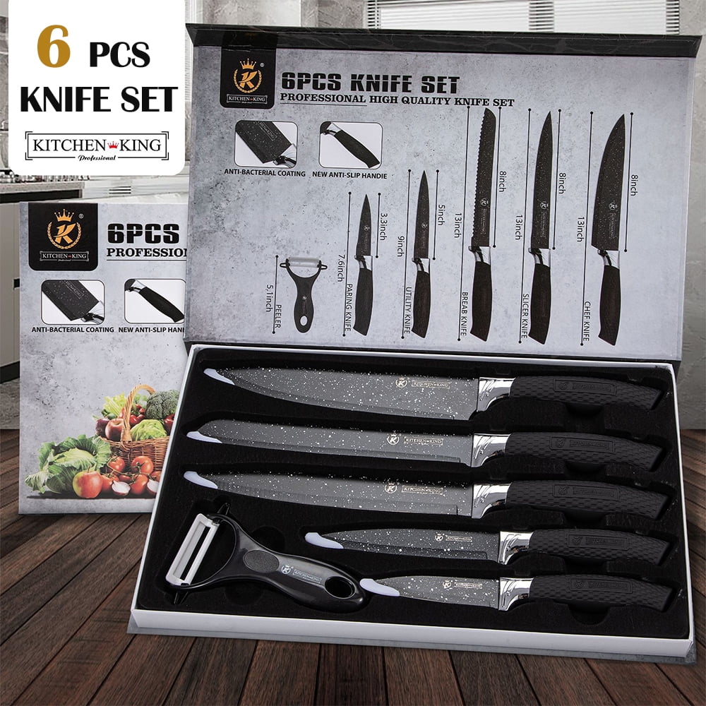 Black Blade knife kitchenware 6-piece set Kitchen stainless steel chef ...