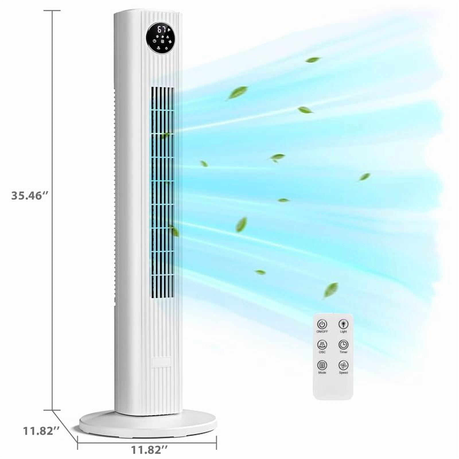 Black Bladeless Tower Fan, Quiet Powerful with 8 Wind Speed, 3 Wind ...
