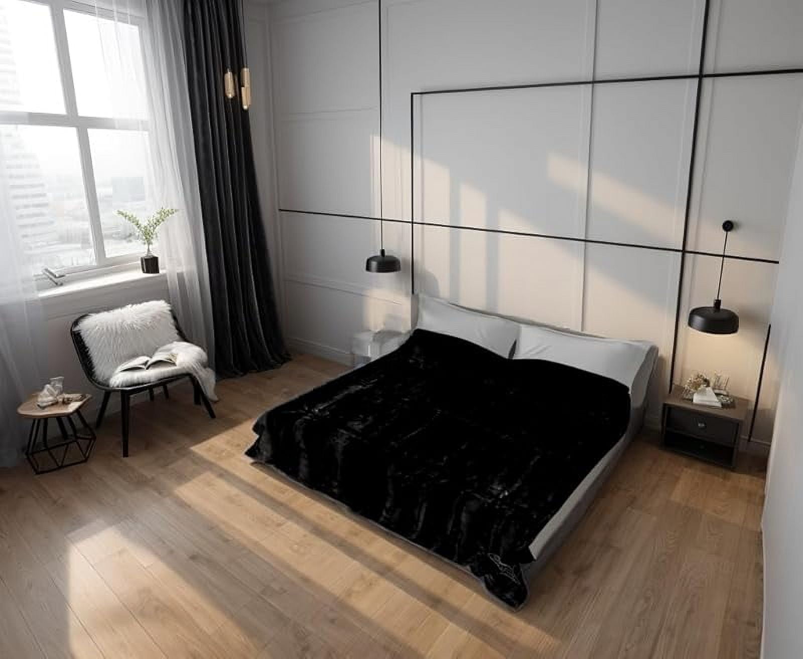 Black Blanket King Size Korean Mink Throw Velvet Faux Fur Blankets ...