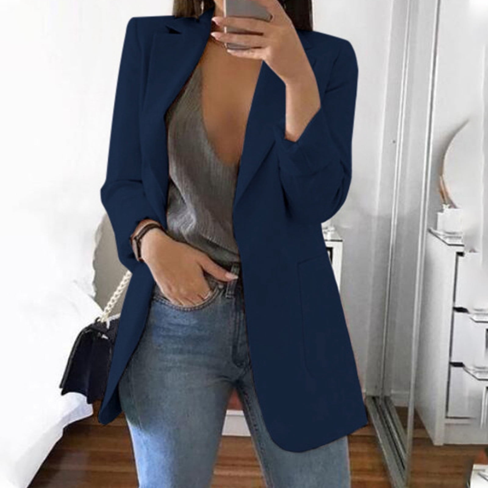 Black Blazer Jacket for Women Clearance Lightweight Business Blazer ...