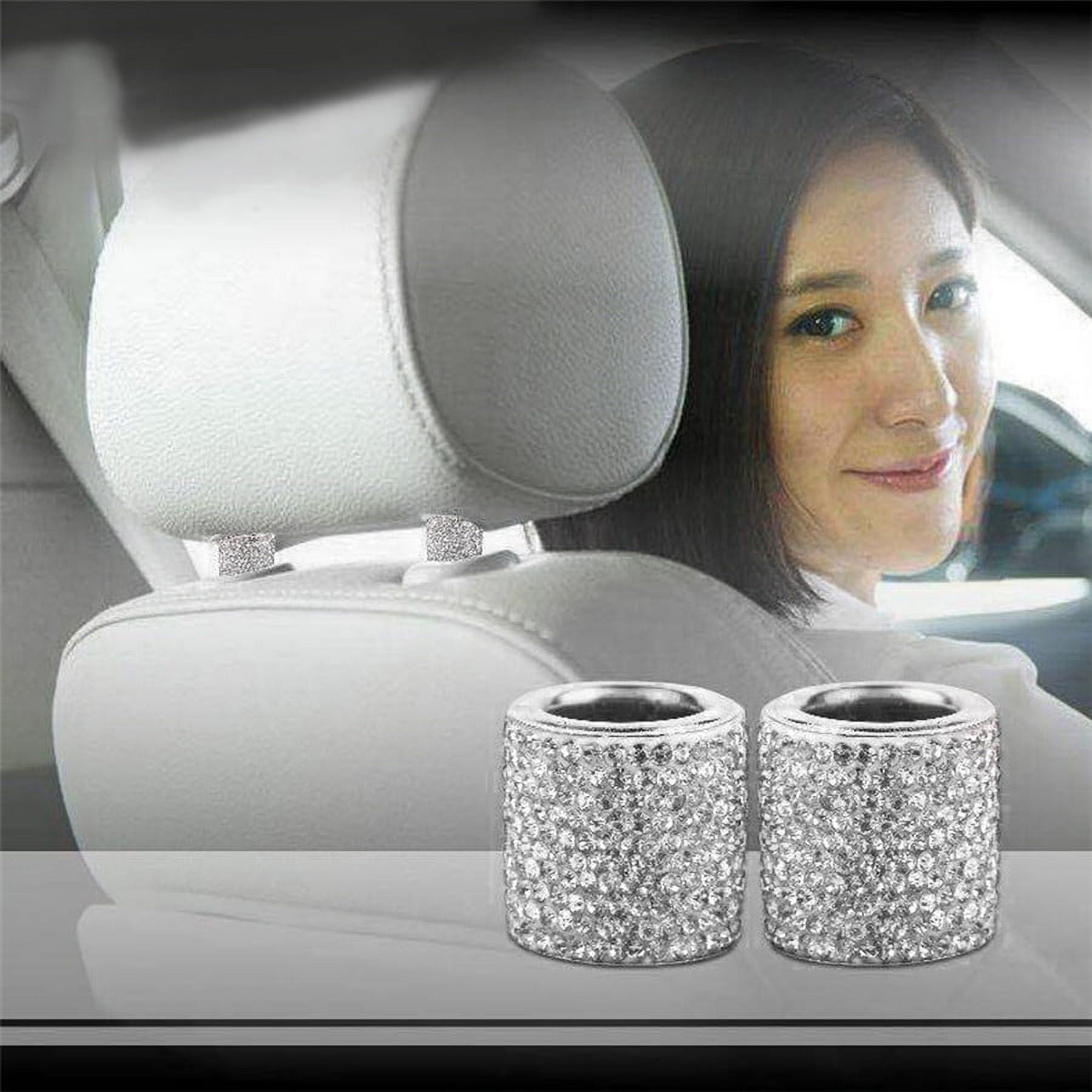 Black Bling Crystal Car Headrest Rod Collar Ring Seat Decor 2PCS ...
