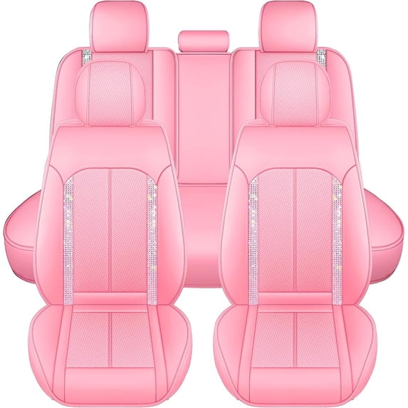 Black Bling Front Seat Covers | Cute Girly Faux Leather Seat Covers for ...